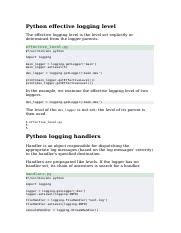 Python Effective Logging Level Docx Python Effective Logging Level The Effective Logging Level