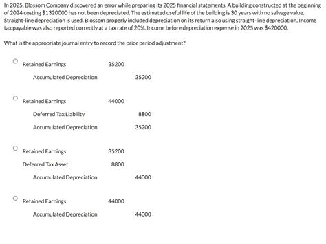 In 2025 Blossom Company Discovered An Error While Preparing Its 2025