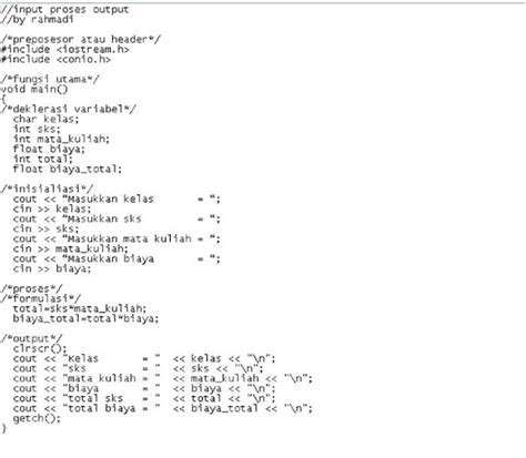 Code Modul 2 Bahasa C And C Input Proses Output Auliasoft