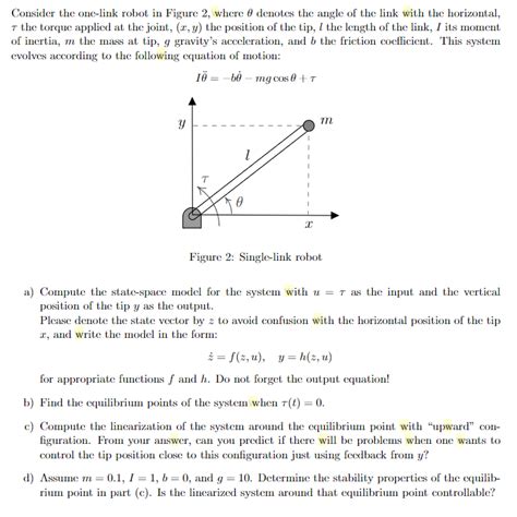 Solved Consider The One Link Robot In Figure 2 Where θ