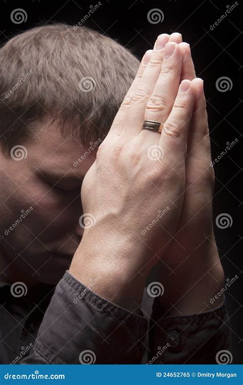 Praying Man With Eyes Closed Stock Image Image Of Handsome Insight