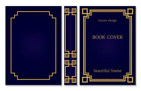 책 표지와 척추 디자인 빈티지 오래 된 프레임과 모서리 럭셔리 골드와 다크 블루 스타일 디자인 책의 표지와 페이지에 인쇄 할 테두리 책표지에 대한 스톡 벡터 아트 및 기타