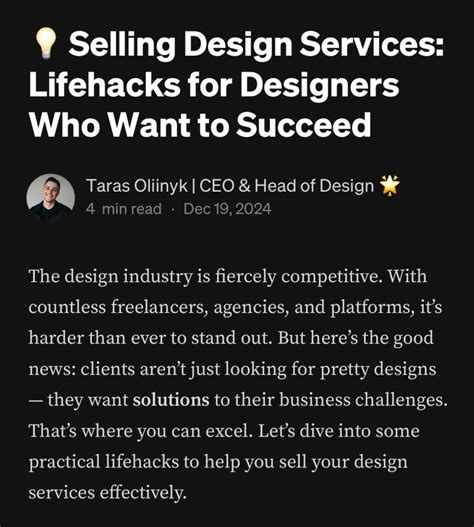 Taras Oliinyk On Linkedin 💡 Selling Design Services Lifehacks For Designers Who Want To…
