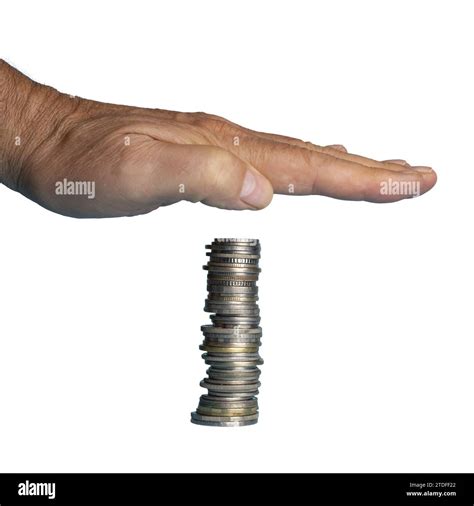 A Hand Over A Hovering Stack Of Coins In The Concept Of Protection From The Loss Of Currency