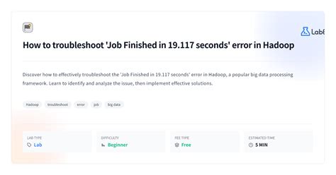 how to troubleshoot job finished in 19 117 seconds error in hadoop