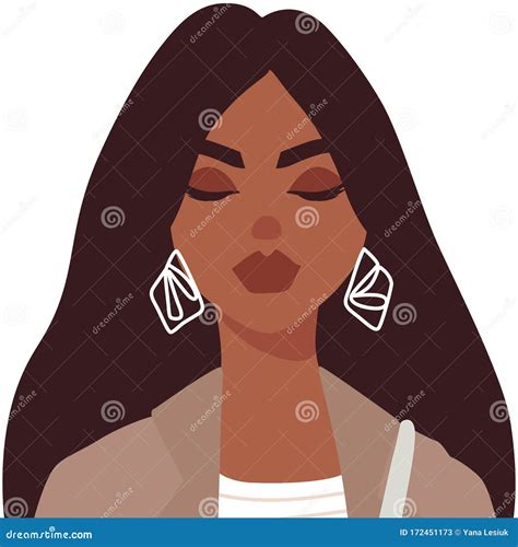 Icona Avatar Ragazza Vettoriale Di Cute Ritratto Di Donna Illustrazione