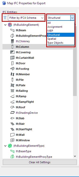 property mapping for ifc export