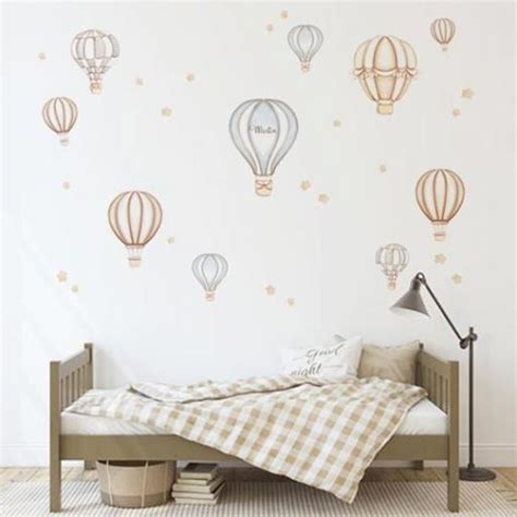Vinilo Infantil Globos Aerost Ticos En Gris Y Beige