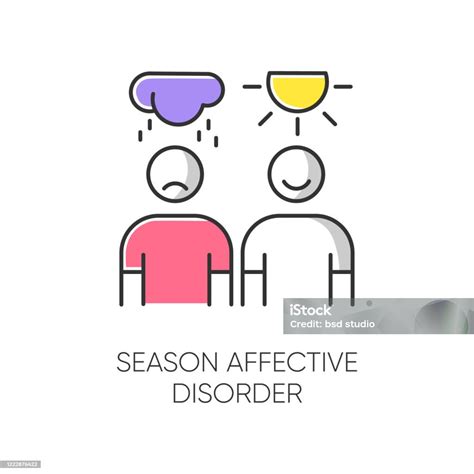계절 정서 장애 색상 아이콘입니다 조울증 정서적 변화 조병과 우울한 에피소드 불안 낮은 에너지 정신 건강 심리적 문제 격리 벡터 일러스트레이션 개념에 대한 스톡 벡터 아트