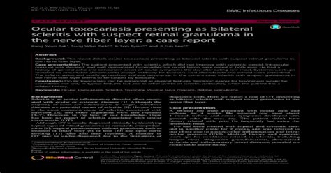 Pdf Ocular Toxocariasis Presenting As Bilateral Scleritis With Case Report Open Access