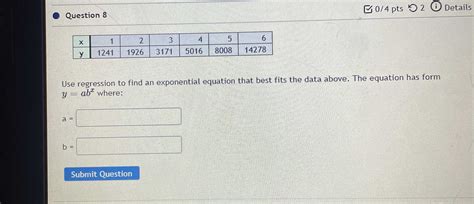 use regression to find an exponential equation tha cameramath