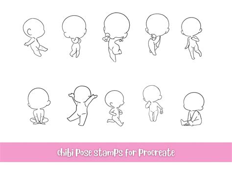 26 Chibi Stamps Procreate Chibi Poses Procreate Procreate Anime