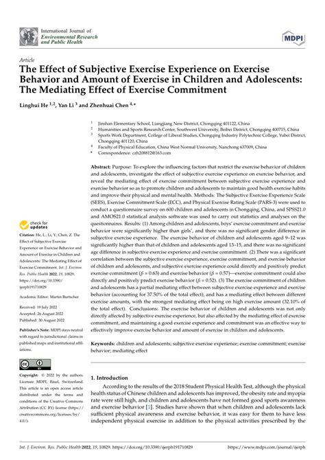 Pdf The Effect Of Subjective Exercise Experience On Exercise Behavior