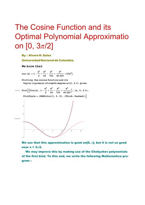 Pdf The Cosine Function And Its Optimal Polynomial Approximatio On 0