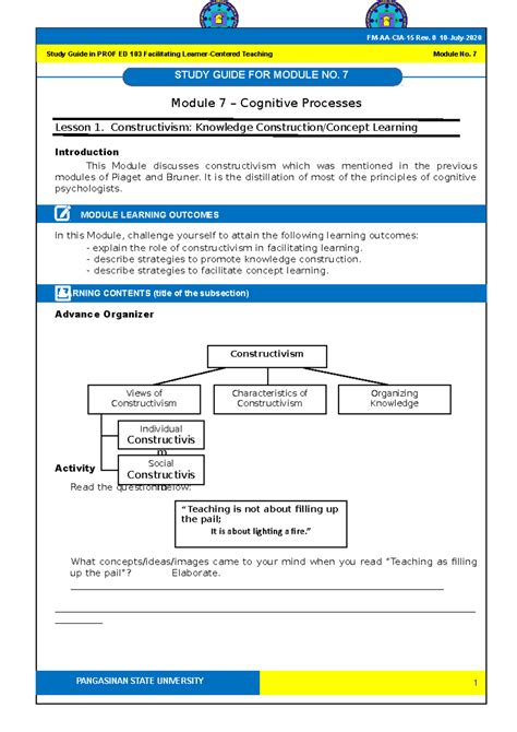 Module 7 Facltating Learner Centered Teaching 2021 Facilitating Learner Centered Teaching