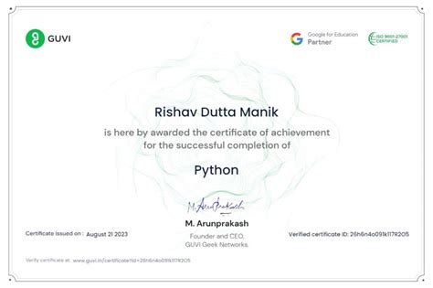 Hey Connections I Just Received A Certificate From Guvi Of Iit Madras For Successful Completion