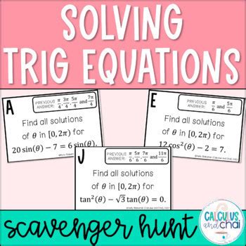 Trig Solving Equations By Calculus And Chai TPT