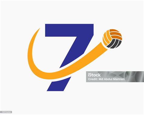 편지 7 배구 개념은 움직이는 배구 공 아이콘입니다 배구 스포츠 유형 템플릿 Championship에 대한 스톡 벡터 아트 및 기타 이미지 Championship