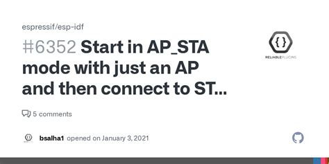 Start In Apsta Mode With Just An Ap And Then Connect To Sta Later