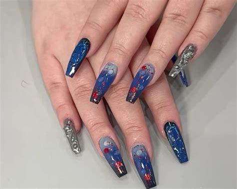 Billie Eilish Hit Me Hard And Soft Themed Nails Rounded Acrylic Nails