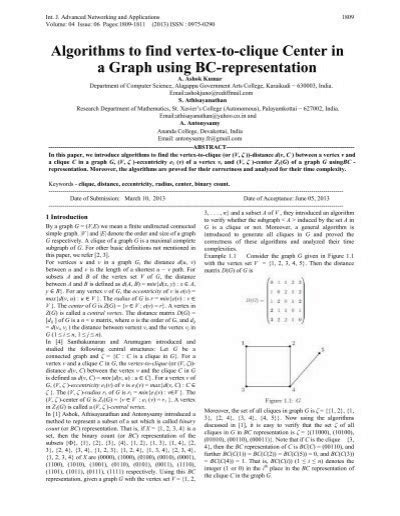 Algorithms To Find Vertex To Clique Center In A Graph Using Bc Ijana