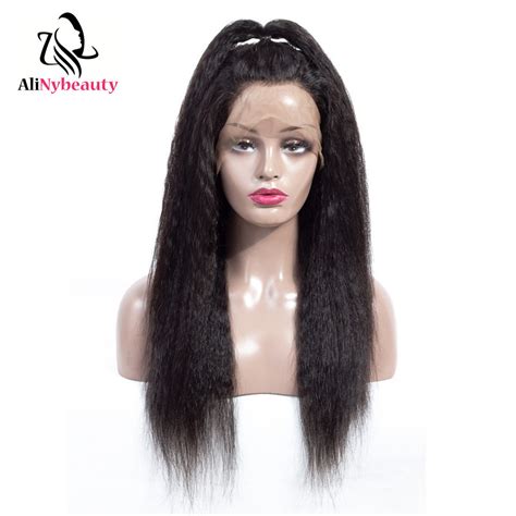 100 Virgin Brazilian Human Hair Kinky Straight Full Lace Wig Hair