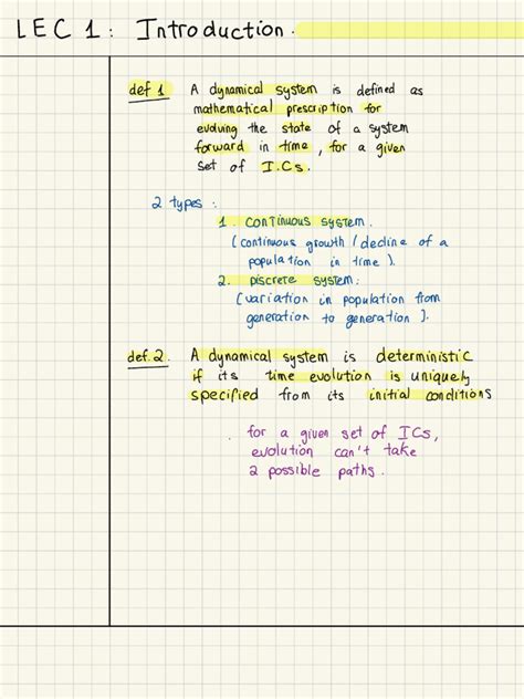 Lec 1 Pdf Dynamical System Applied Mathematics