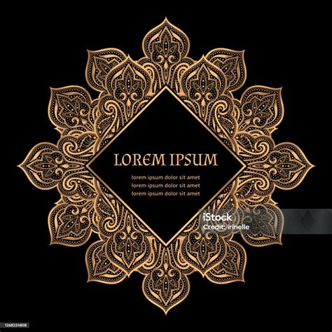 럭셔리 골드 블랙 프레임 벡터 이슬람 페이즐리 만다라 왕실 패턴 라마단 또는 새해를 위한 우아한 디자인 0명에 대한 스톡 벡터 아트 및 기타 이미지 Istock