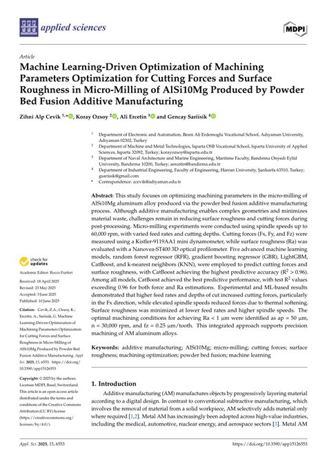 Pdf Machine Learning Driven Optimization Of Machining Parameters Optimization For Cutting