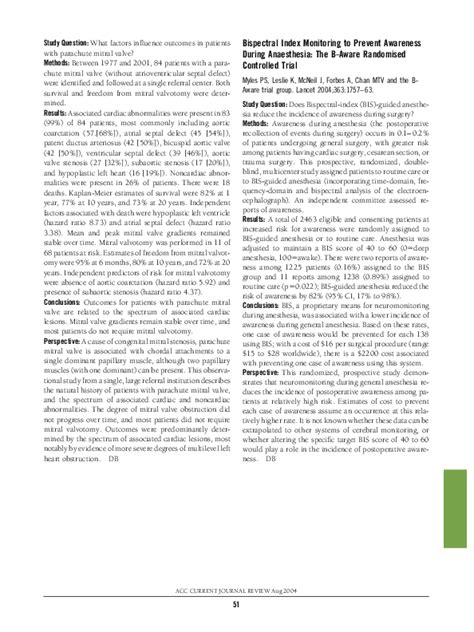 Pdf Bispectral Index Monitoring To Prevent Awareness During Anaesthesia The B Aware