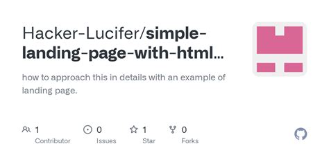 GitHub Hacker Lucifer Simple Landing Page With Html And Css How To Approach This In Details