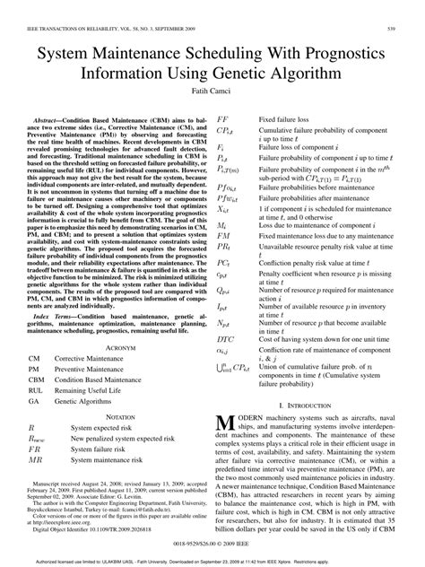 Pdf System Maintenance Scheduling With Prognostics Information Using