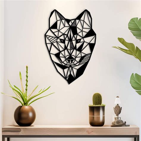 Настінний Декор в кімнату Woodyard інтерєрна картина з дерева Вовк геометричний стиль