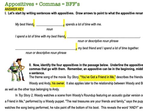 Appositive Phrases Worksheet Using Commas By Miss Liz Tpt