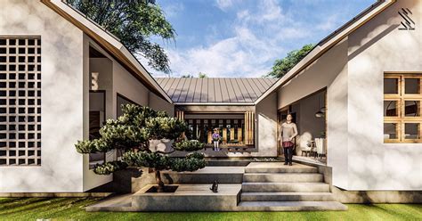 แบบบ้านสไตล์ญี่ปุ่น ดีไซน์รูปตัวยู U Shape House พร้อมจัดสวนญี่ปุ่นไว้กลางบ้าน Naibann ใน