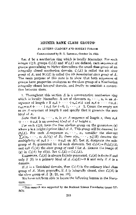 Pdf Higher Rank Class Groups