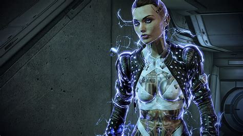 Fondo De Pantalla Digital De Mujer Robótica Mass Effect Jack Biotic