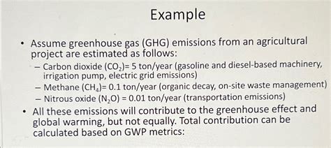 Solved Example Nassume Greenhouse Gas Ghg Emissions From