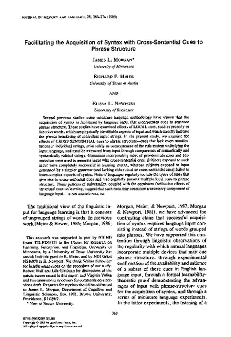 Pdf Facilitating The Acquisition Of Syntax With Cross Sentential Cues To Phrase Structure