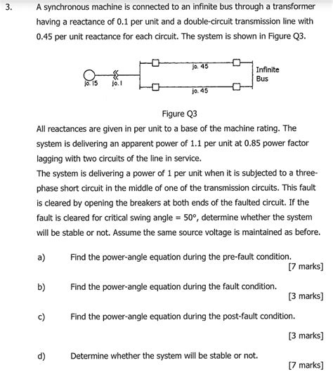 solved 3 a synchronous machine is connected to an infinite