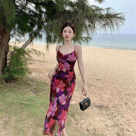 휴양지원피스 하객 바캉스룩 데님 비치 나시 롱원피스