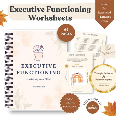 Executive Function Journal Printable Neurodivergent Adhd Workbook