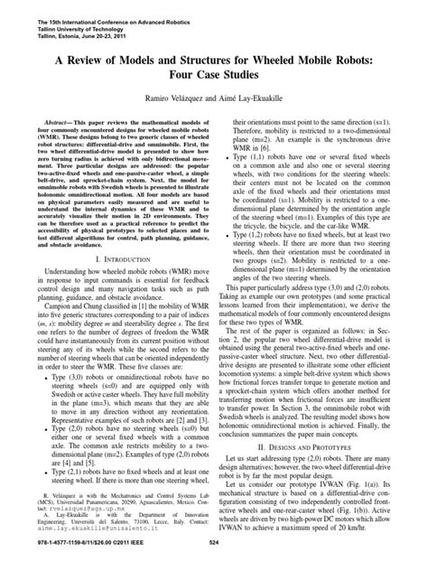 A Review Of Models And Structures For Wheeled Mobile Robots Four Case