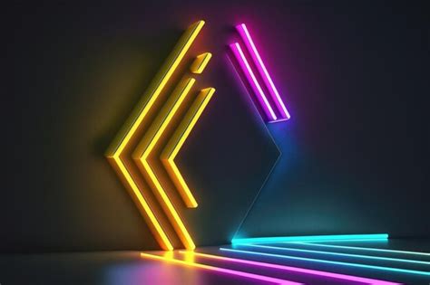 Premium Ai Image Abstract Colorful Neon Arrows Background Illuminated With Glowing Colored