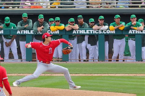 オープン戦＜アスレチックス・エンゼルス＞大谷（手前）の投球を見つめる藤浪（右から2人目）（撮影・光山 貴大） ― スポニチ Sponichi