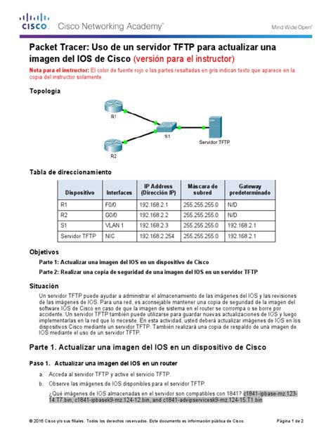 10 3 3 5 Packet Tracer Using A Tftp Server To Upgrade A Cisco Ios Image Instructions Ilm