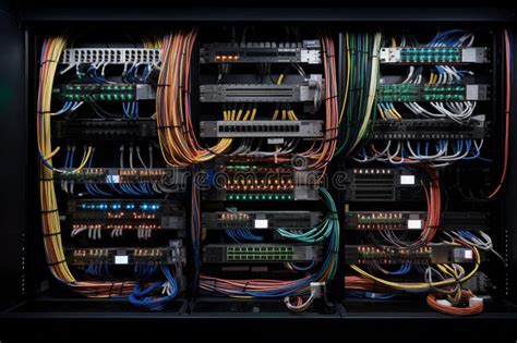 Multiple Twisted Pair Cables Plugged Into Network Switches Generative Ai Stock Image Image Of