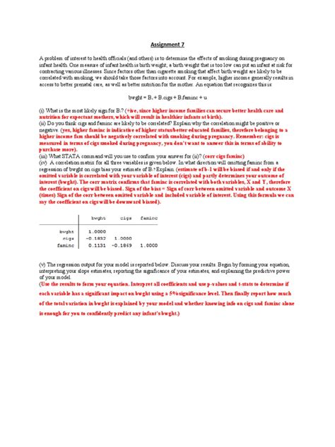 Assignment 7 Solution Pdf Correlation And Dependence Pregnancy