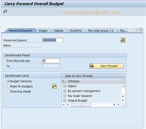 PMBF SAP Tcode Carry Forward Overall Budget Transaction Code