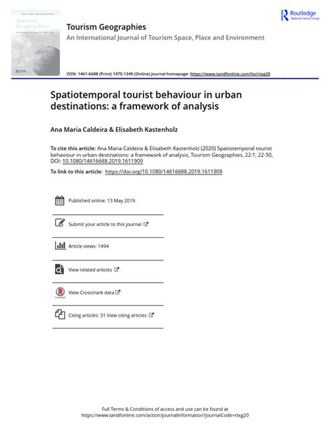 10 1 Spatiotemporal Tourist Behaviour In Urban Destinations：a Framework Of Analysis Pdf